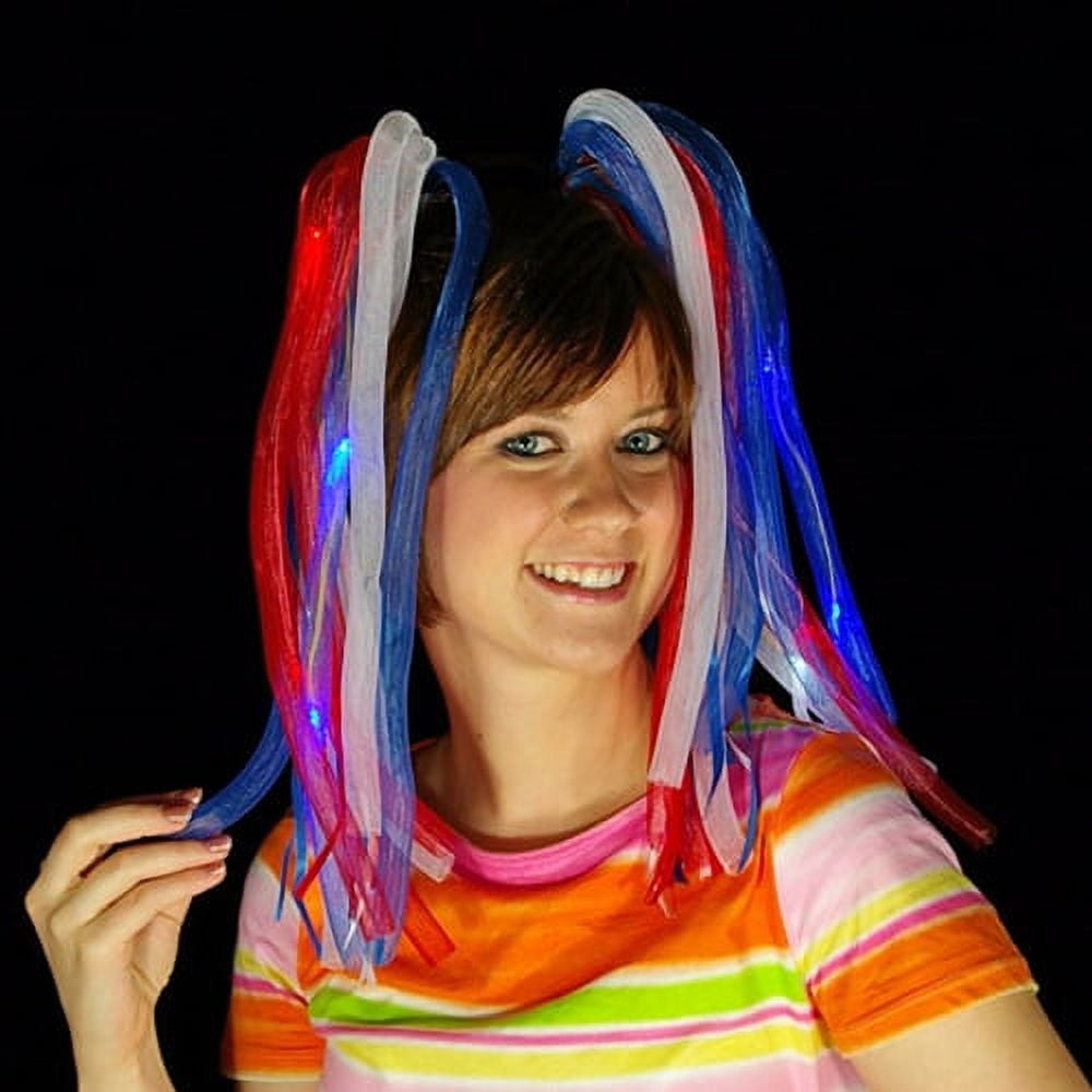 Party Lights Light Up Hair Noodles Battery Op Multifunction Red White ...