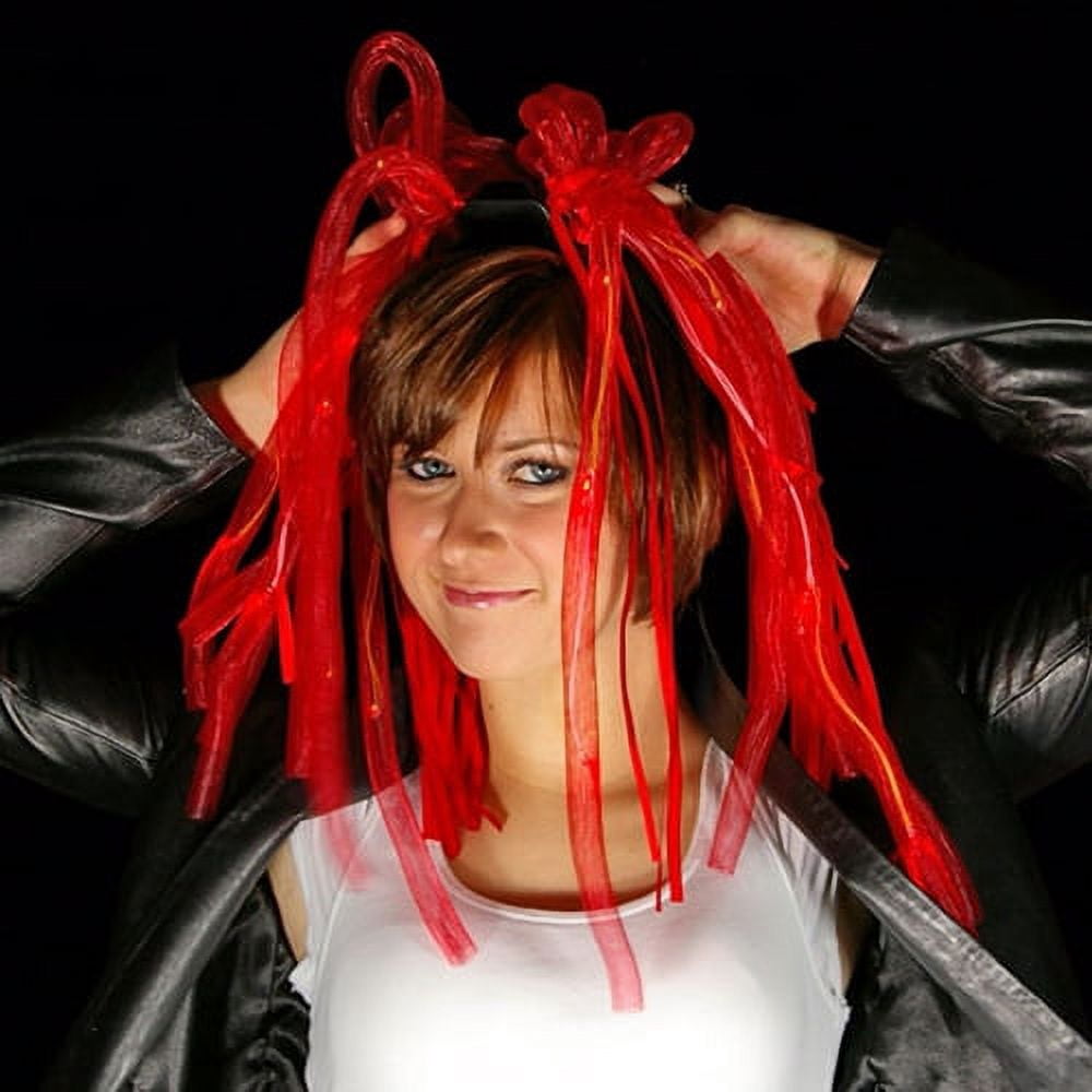 Party Lights Light Up Hair Noodles Battery Operated Flashing RED Set of ...