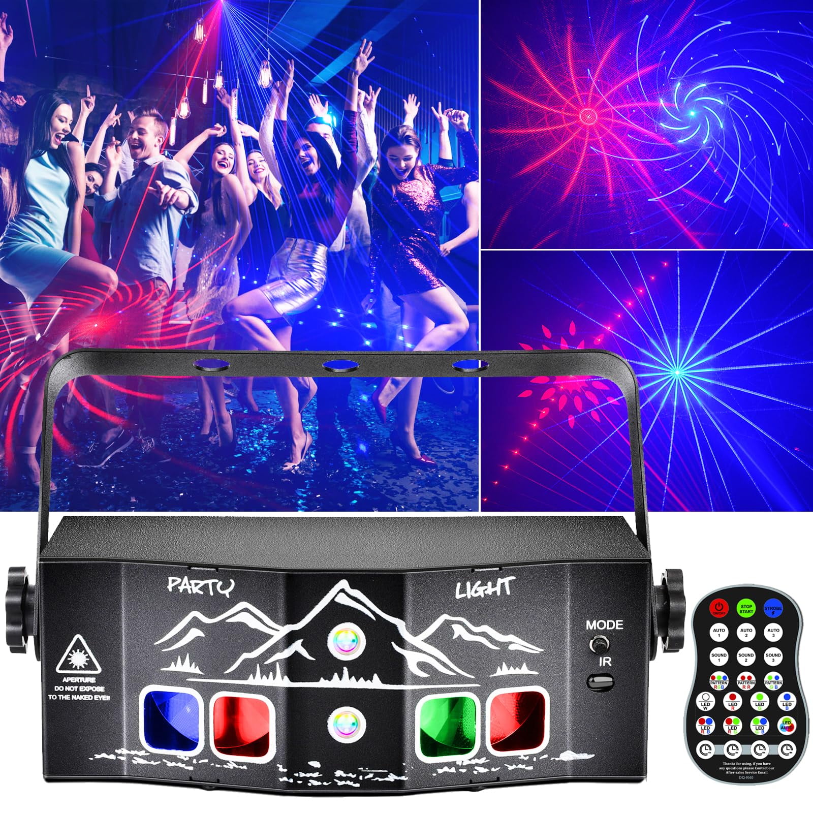 Party Lights, Sound Activated ZS23 Stage Light with Remote Control, RGBW Strobe Party Light ...
