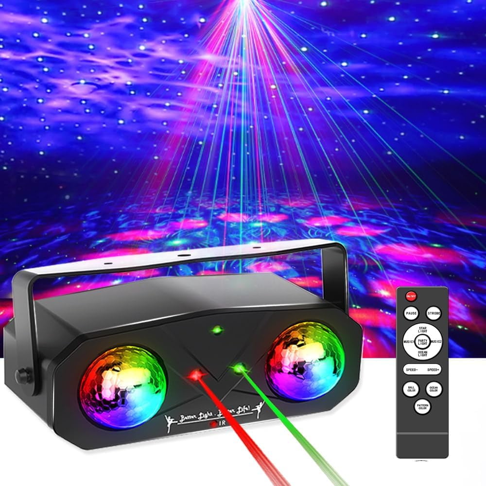 Party Lights Starry Sky Projector Wave Projector 3 in 1, DJ Dicso Ball ...