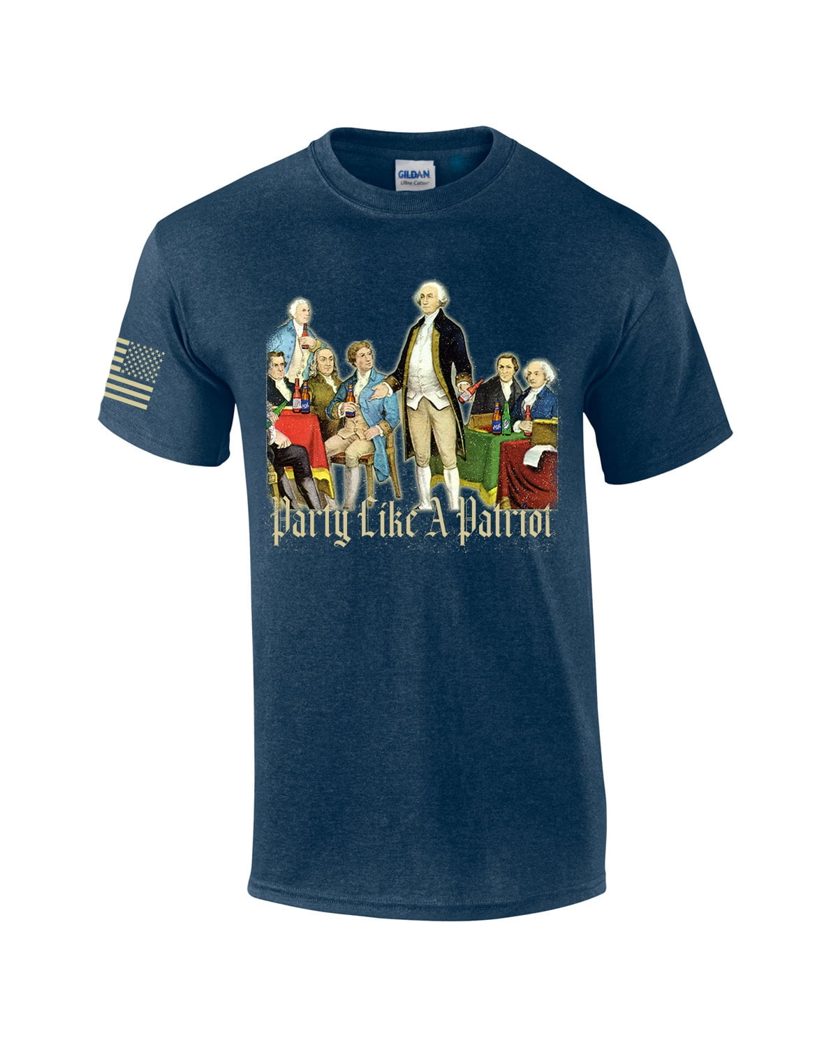 Party Like A Patriot Founding Fathers American Flag Sleeve Mens Short ...