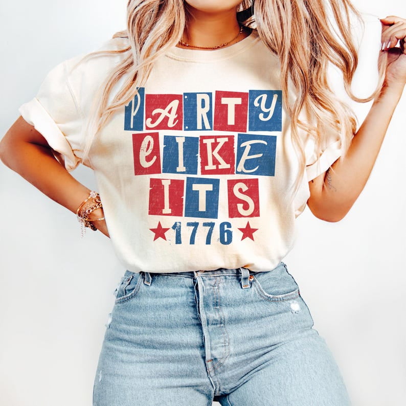 Party Like It’s 1776 T-shirt, Funny Retro America, Independence Day ...