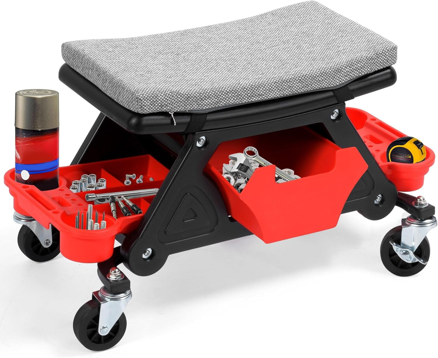 Party Mechanic Stool 330 LBS with Wheels, Heavy Duty Rolling Mechanics ...