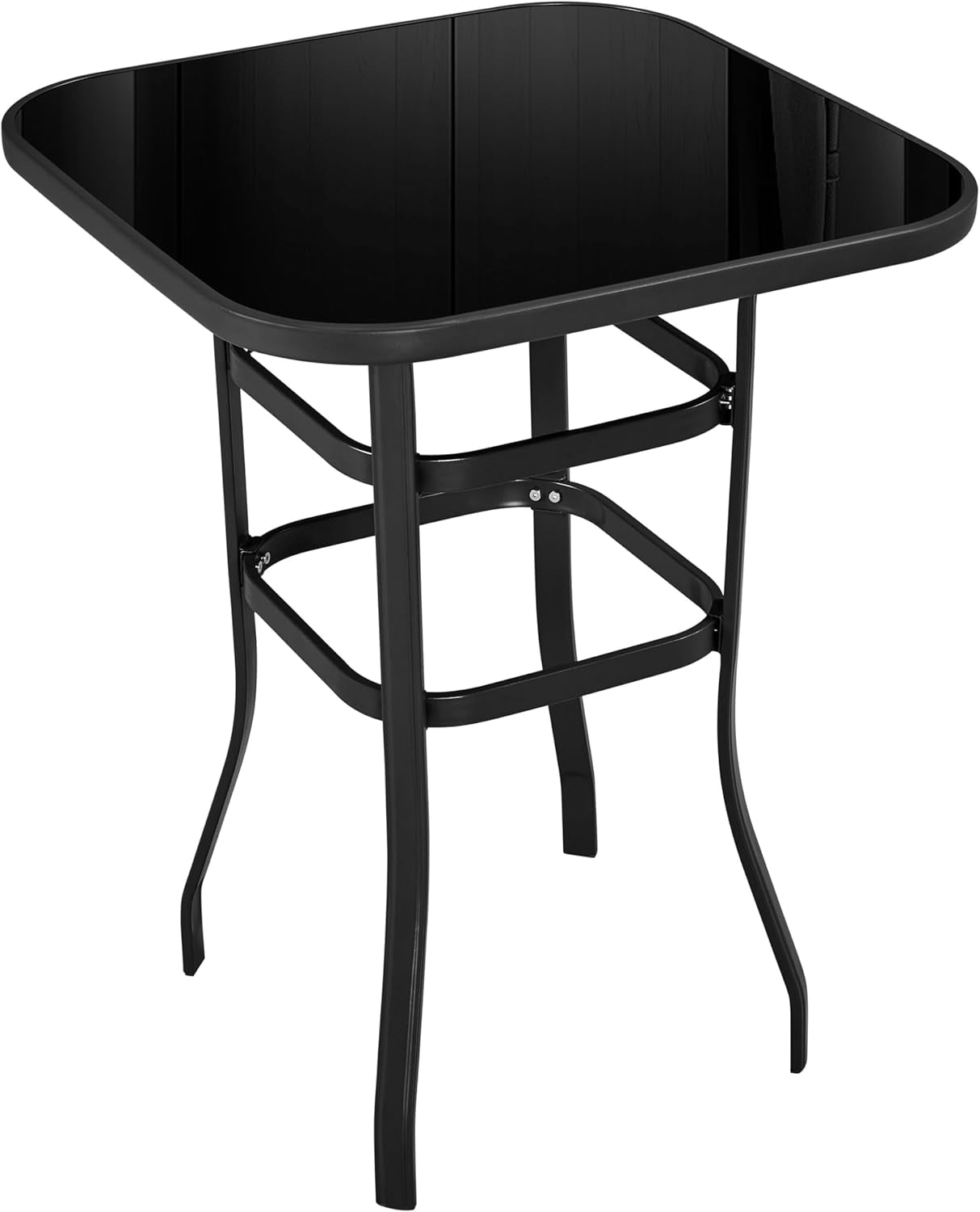 Party Metal Frame Patio Bar Table Tempered Glass, Height High Top ...