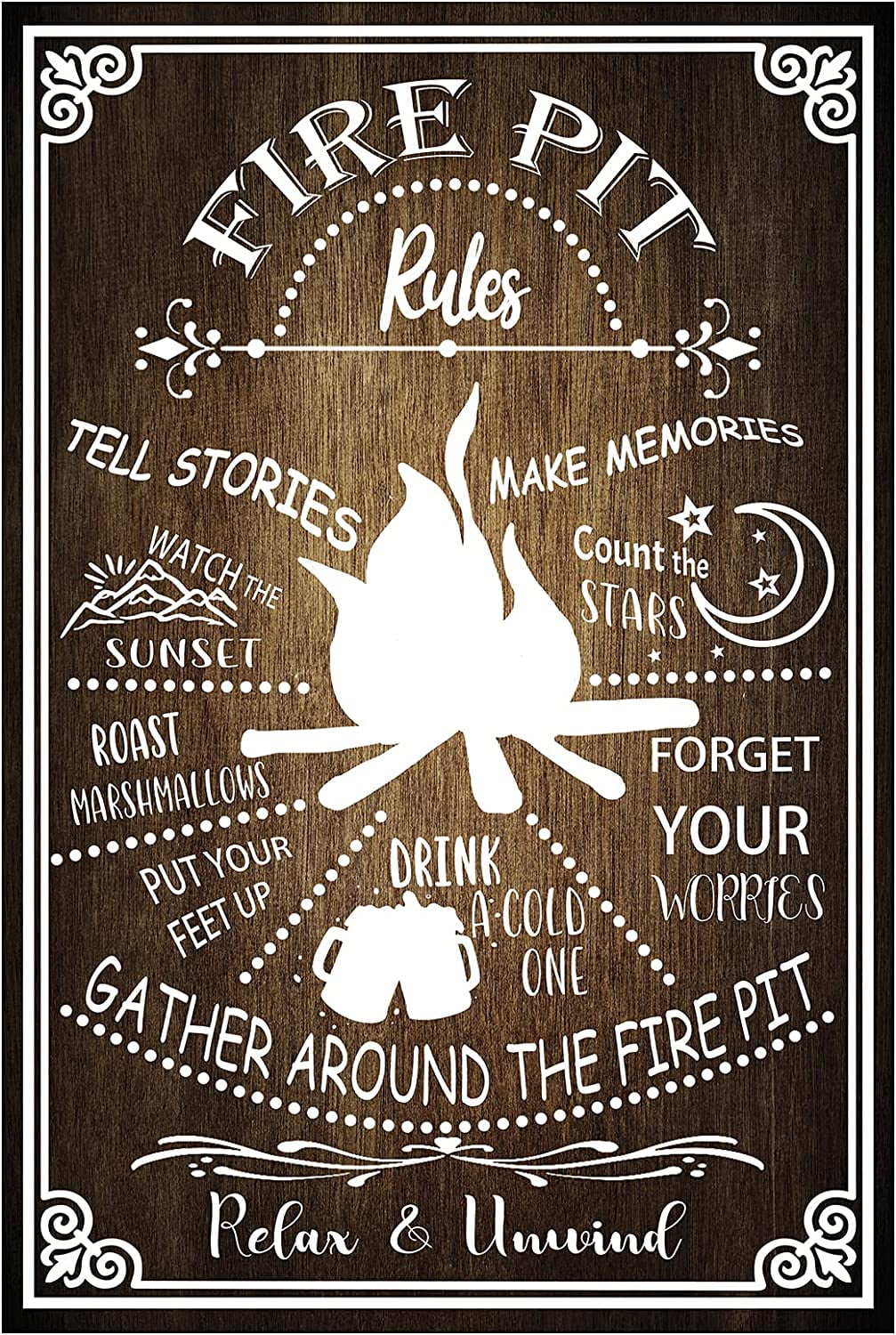 Party Metal Sign Fire Pit Rules Aluminum Signs Retro Personalized Tin ...