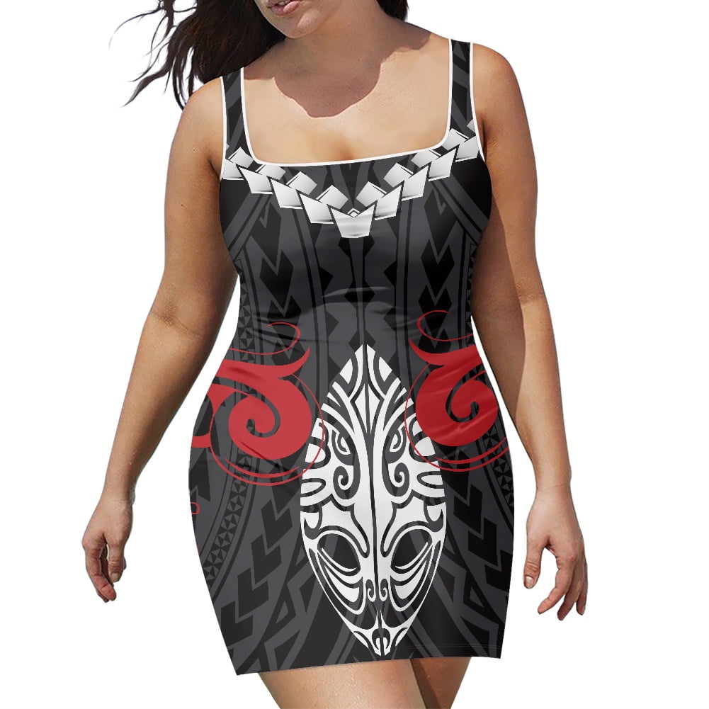 Party Mini Skirt Samoan Tribe Retro Pattern Design Frangipani Printing ...