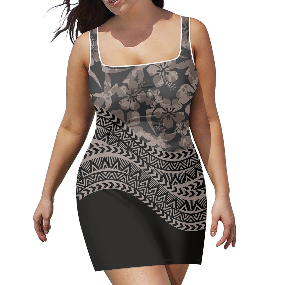 Party Mini Skirt Samoan Tribe Retro Pattern Design Frangipani Printing ...