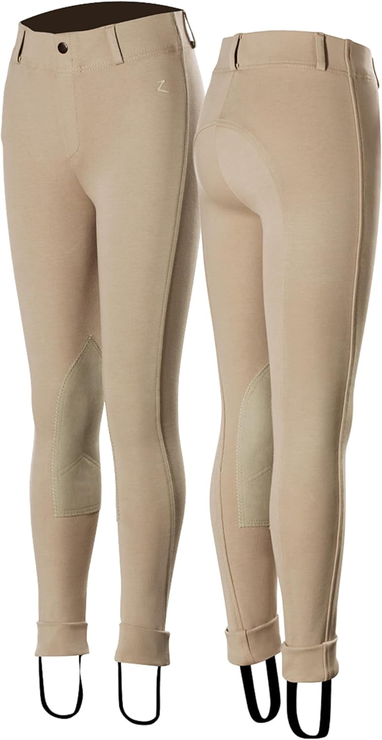 Party Nora Girls Riding Pants with Leather Knee Patch | Kids Equestrian ...