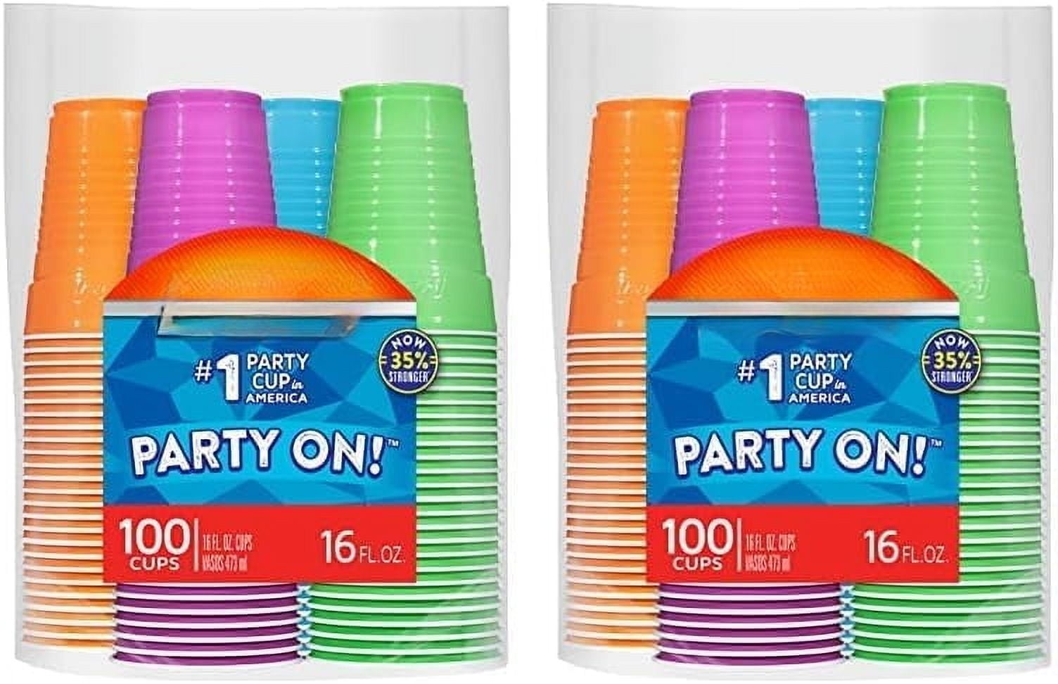 Party On Disposable Plastic Cups, Assorted - Walmart.com