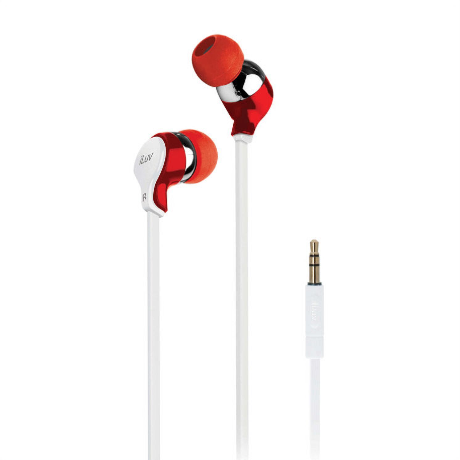 Party On Tangle-Free Stereo Earphones- Red - Walmart.com