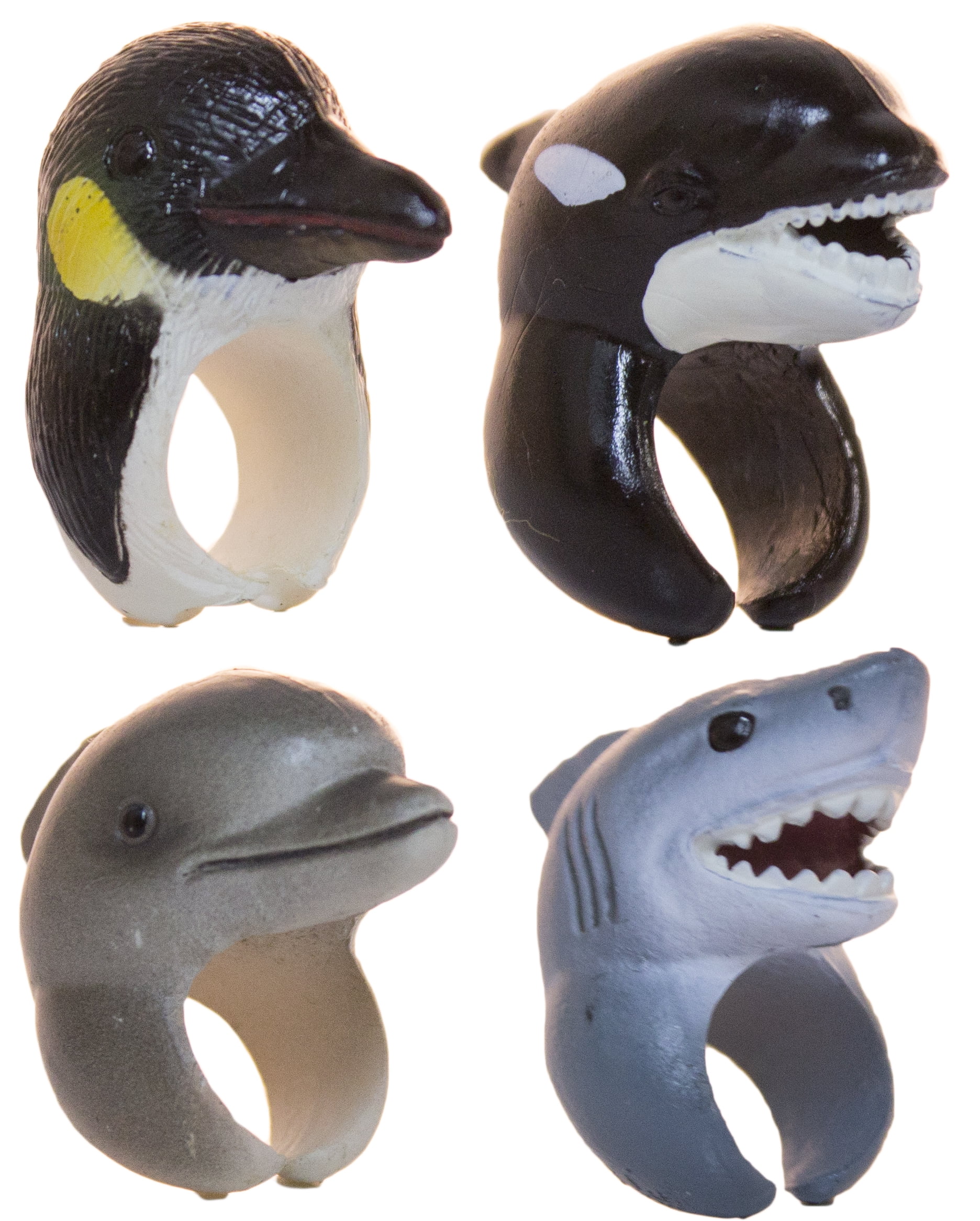 Party Pack! Set of 4 Assorted Colorful Plastic Sea Life Rings - Walmart.com