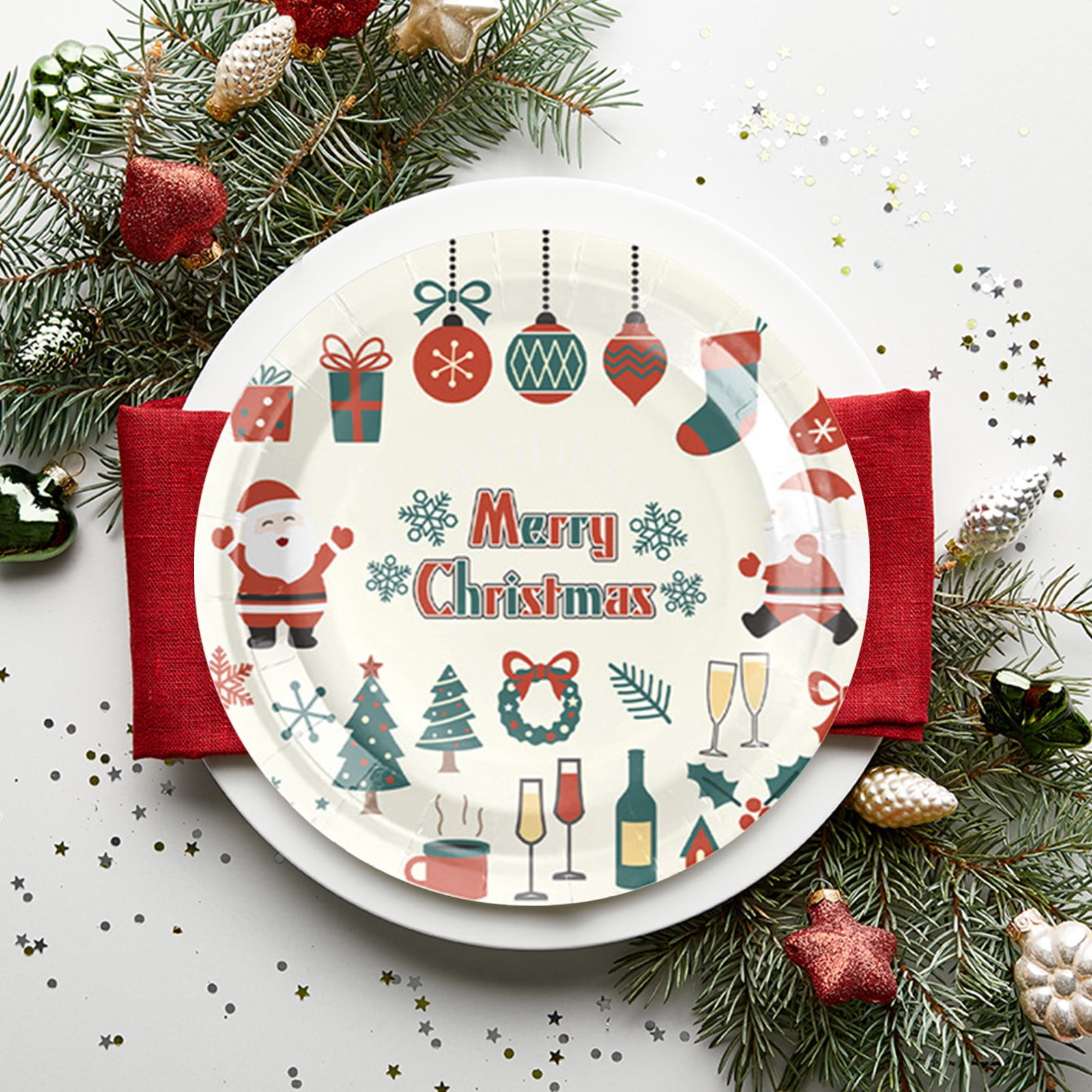 Party Paper Plates, 10-Pack Disposable Paper Plates Christmas Party ...