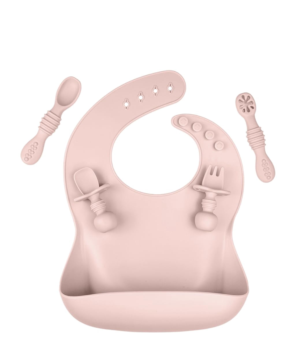 Party-Perfect Baby Feeding Kit Waterproof Bib, Spoon Set (Stage1+Stage2 ...