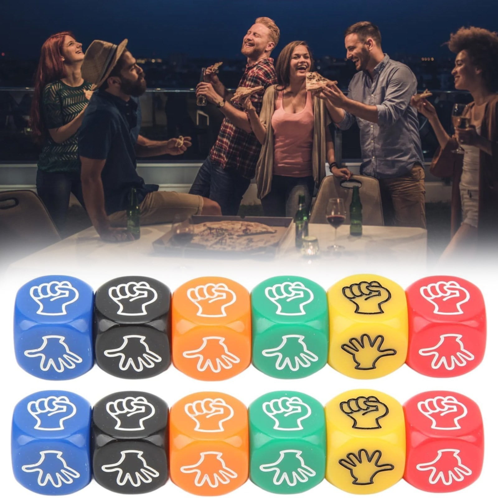 Party Photo Booth Props 12Pcs Finger Guessing Game Dice 6 6 Colors 20Mm ...