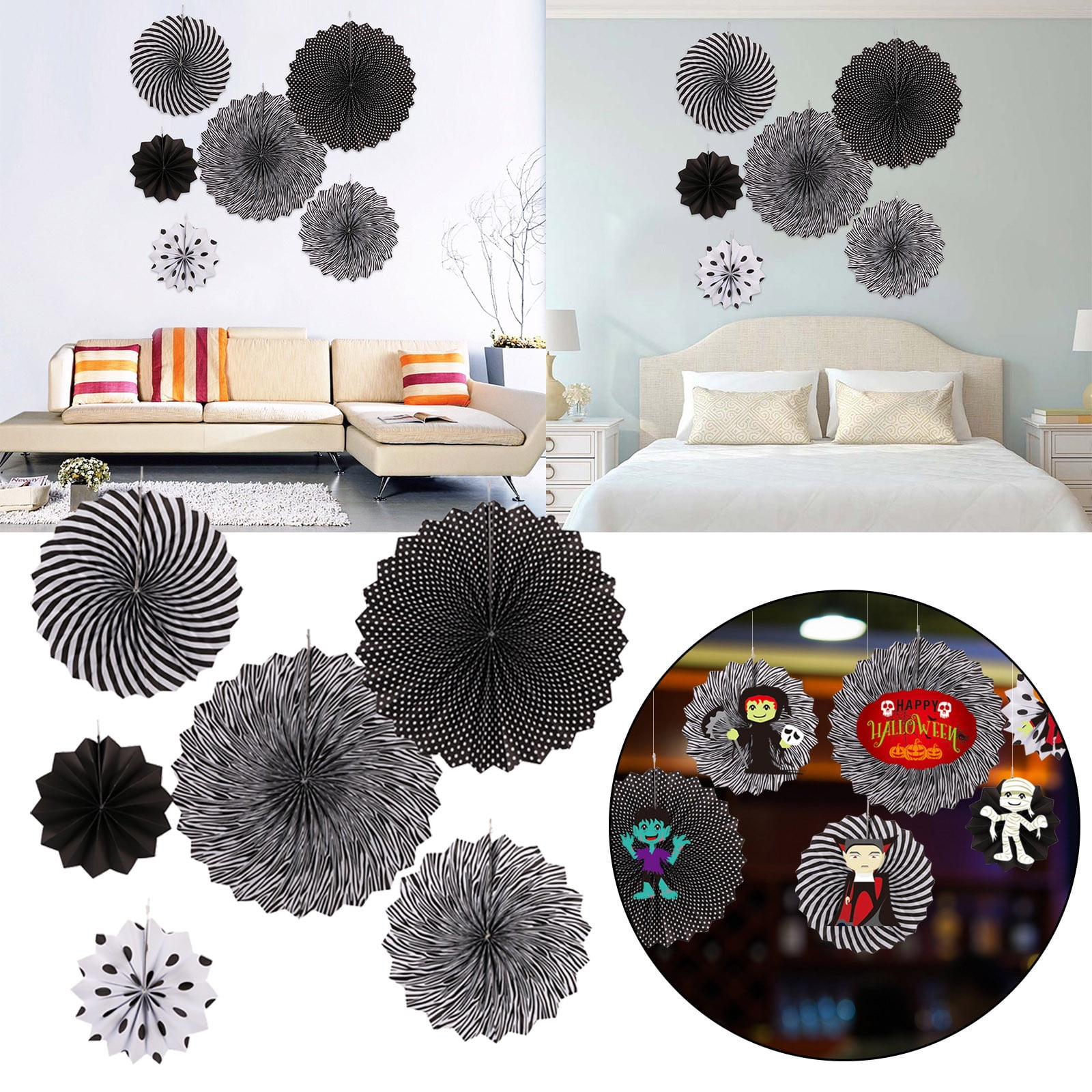 Party Photo Booth Props Hanging Paper Fans Party Set Silver Round ...