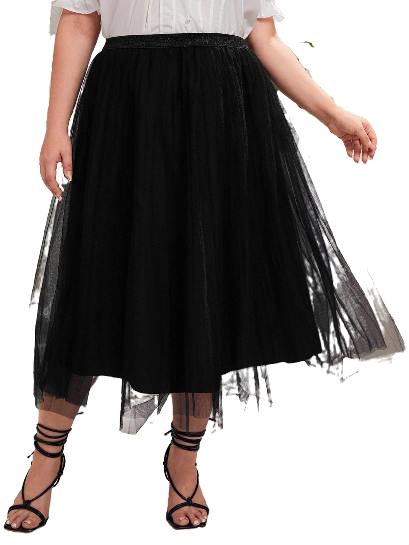 Party Plain Pleated Skirt Black Plus Size Skirts - Walmart.com