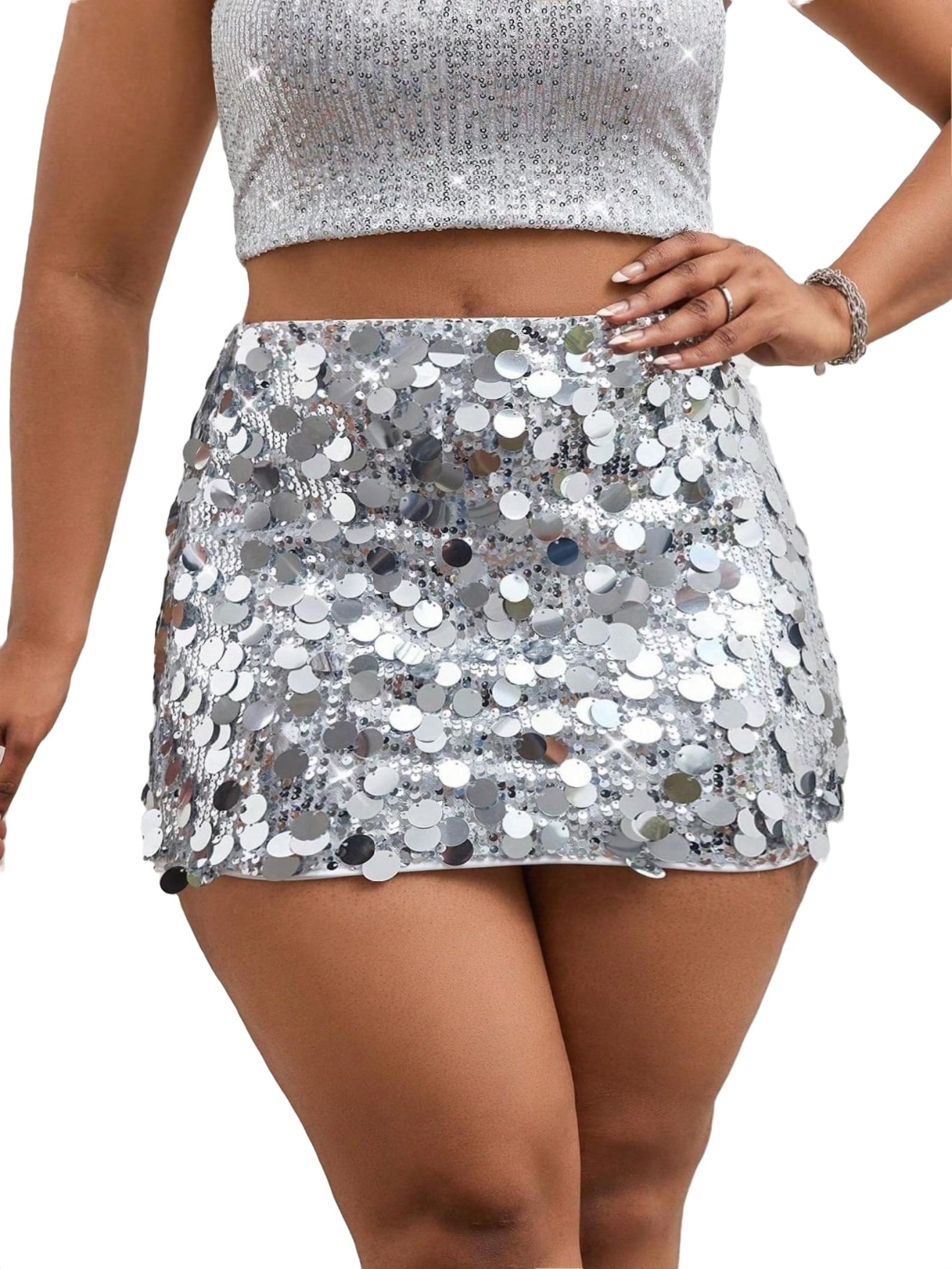 Party Plain Straight Silver Plus Size Skirts - Walmart.com