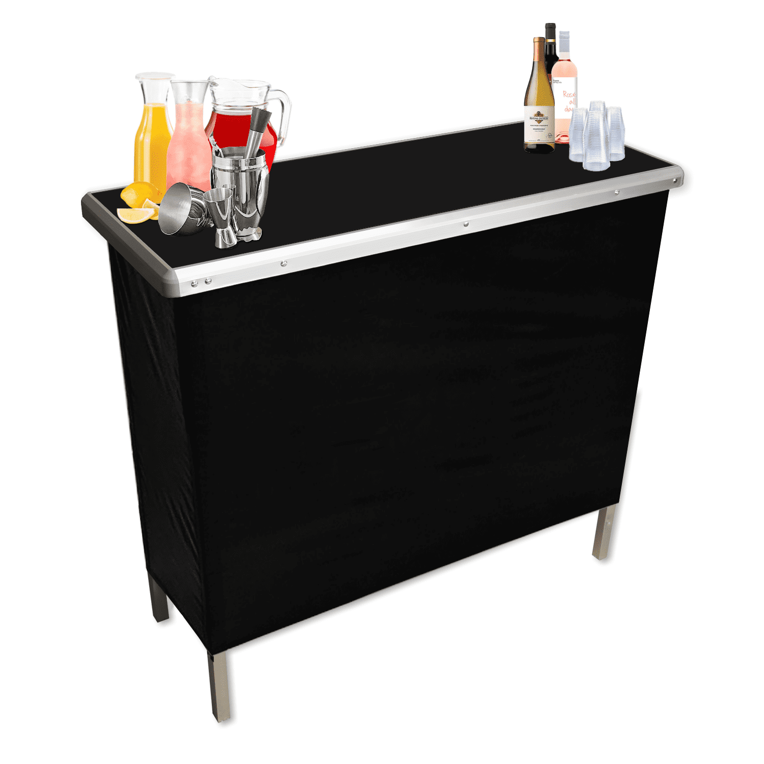 Party Pong 40" Folding Portable Bar Set with Shelf and Skirts, Black ...