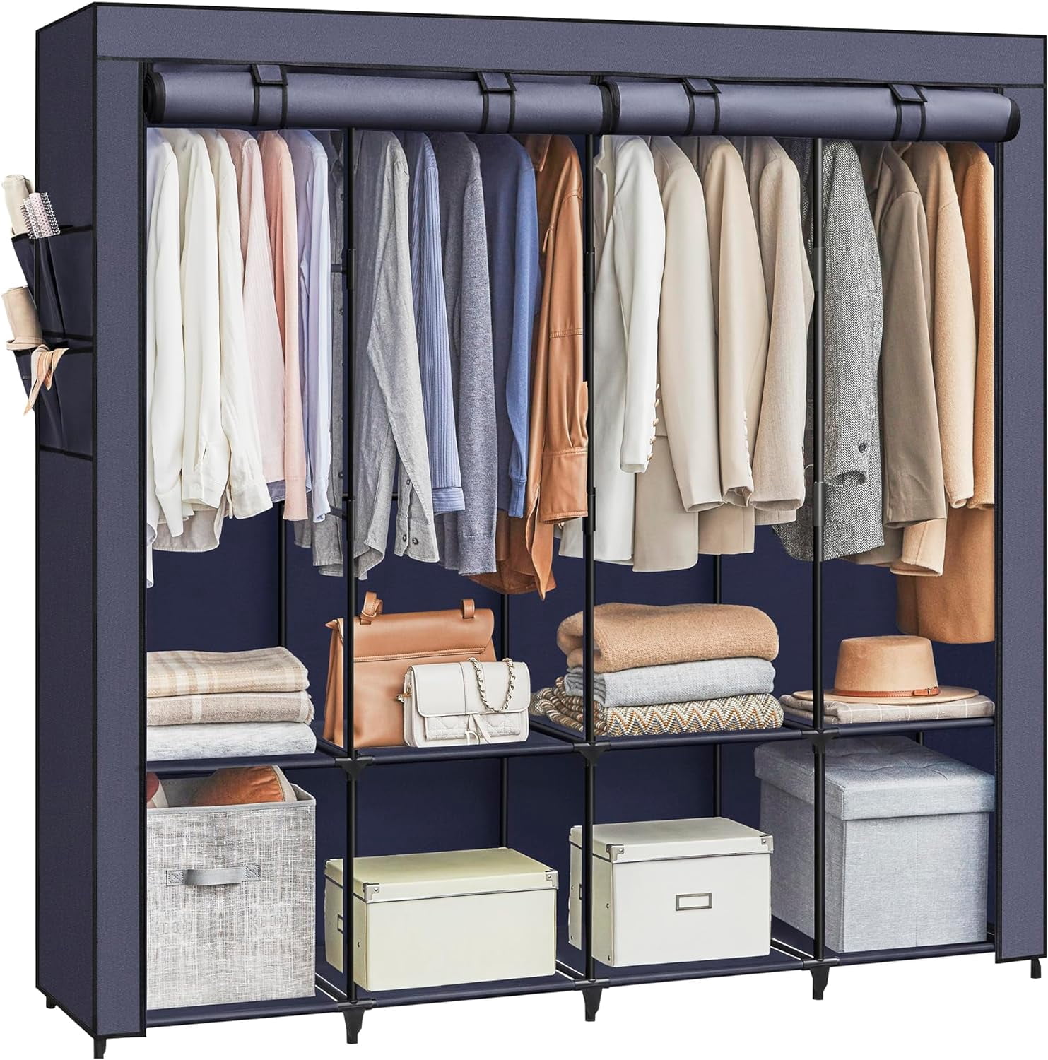Party Portable Closet, Wardrobe Closet Organizer with Cover, 4 Hanging ...