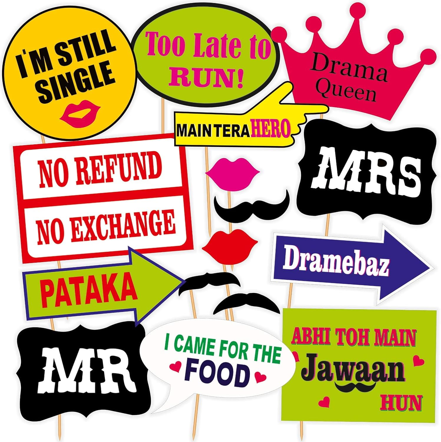 Party Props Set of 16 Marriage or Party Theme Paper Craft Item ...