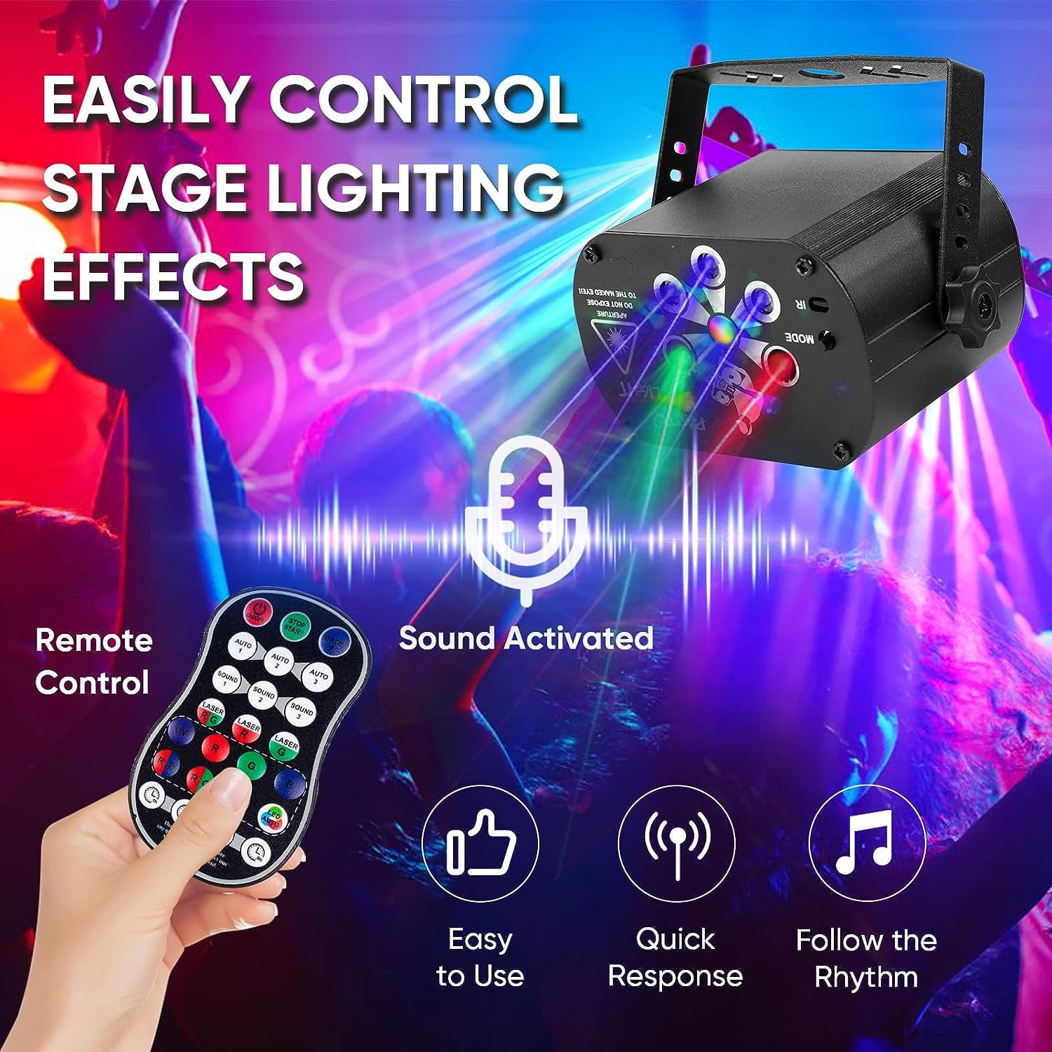 Party RGB LED Indoor Disco Projector Laser Lights with Remote Control ...