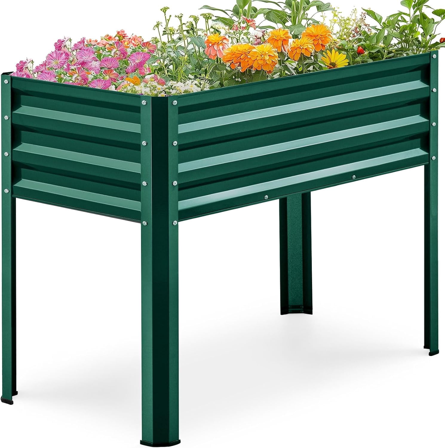 Party Raised Garden Bed with Legs Galvanized Elevated Planter Box for ...