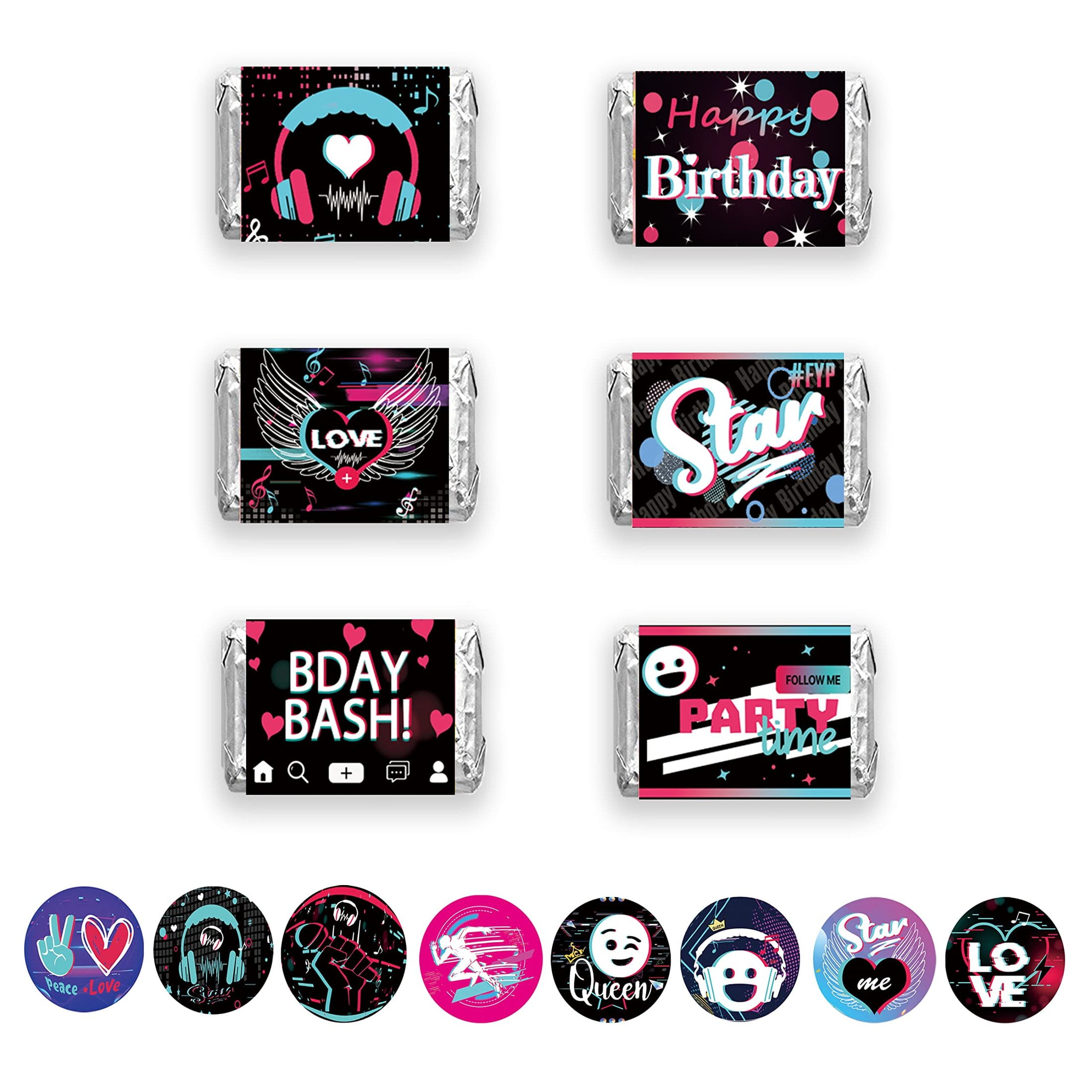 Party Rock Candy Wrapper Set - 330 Pieces of TIK Music Themed Favors ...