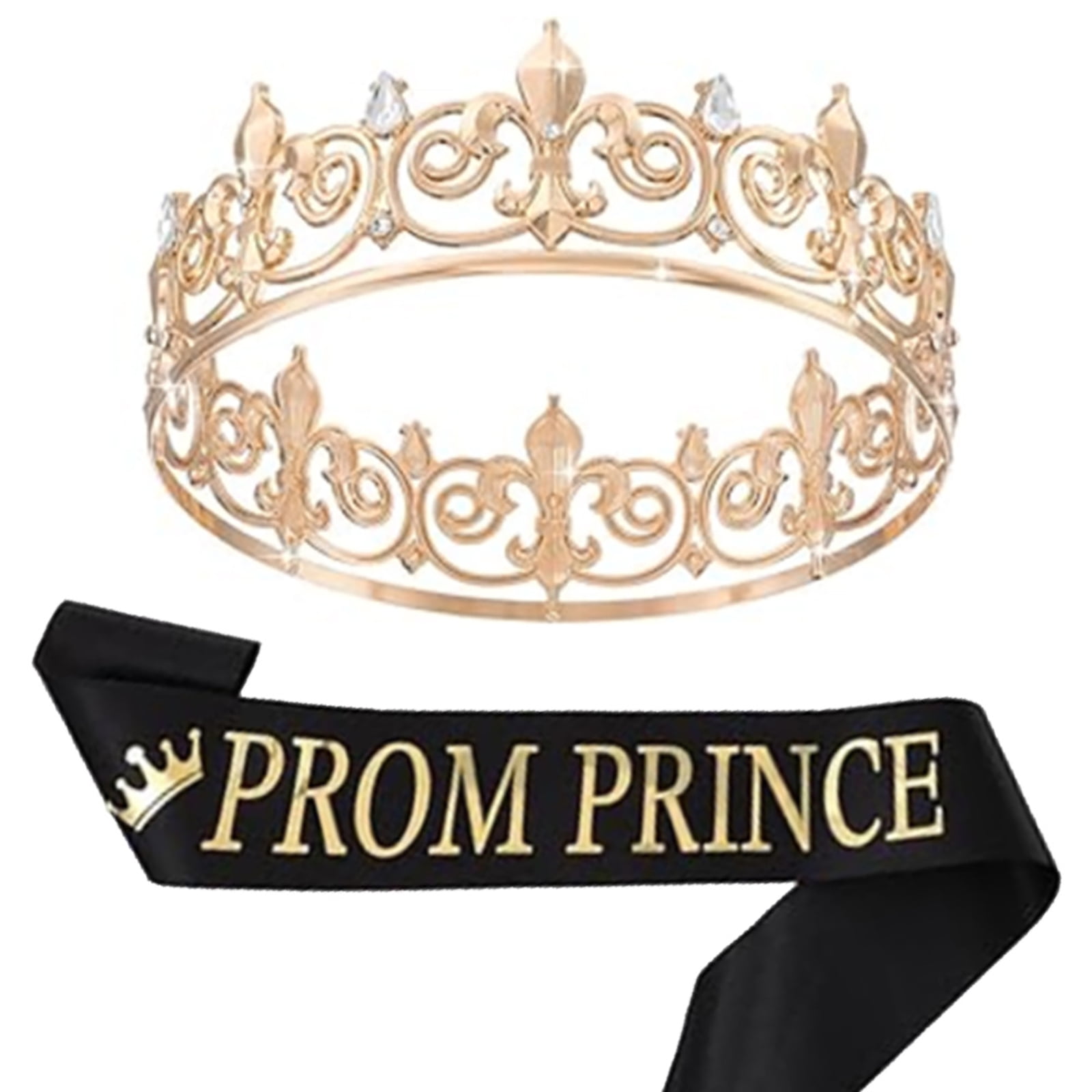 Party Royal Crowns with Sashes for Men Women Birthday King Rhinestones ...