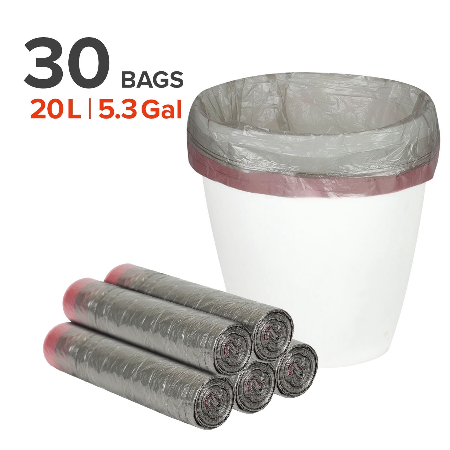 Party Saving 30 Count 20 Liter Trash Bag Durable Garbage Bag (Black ...