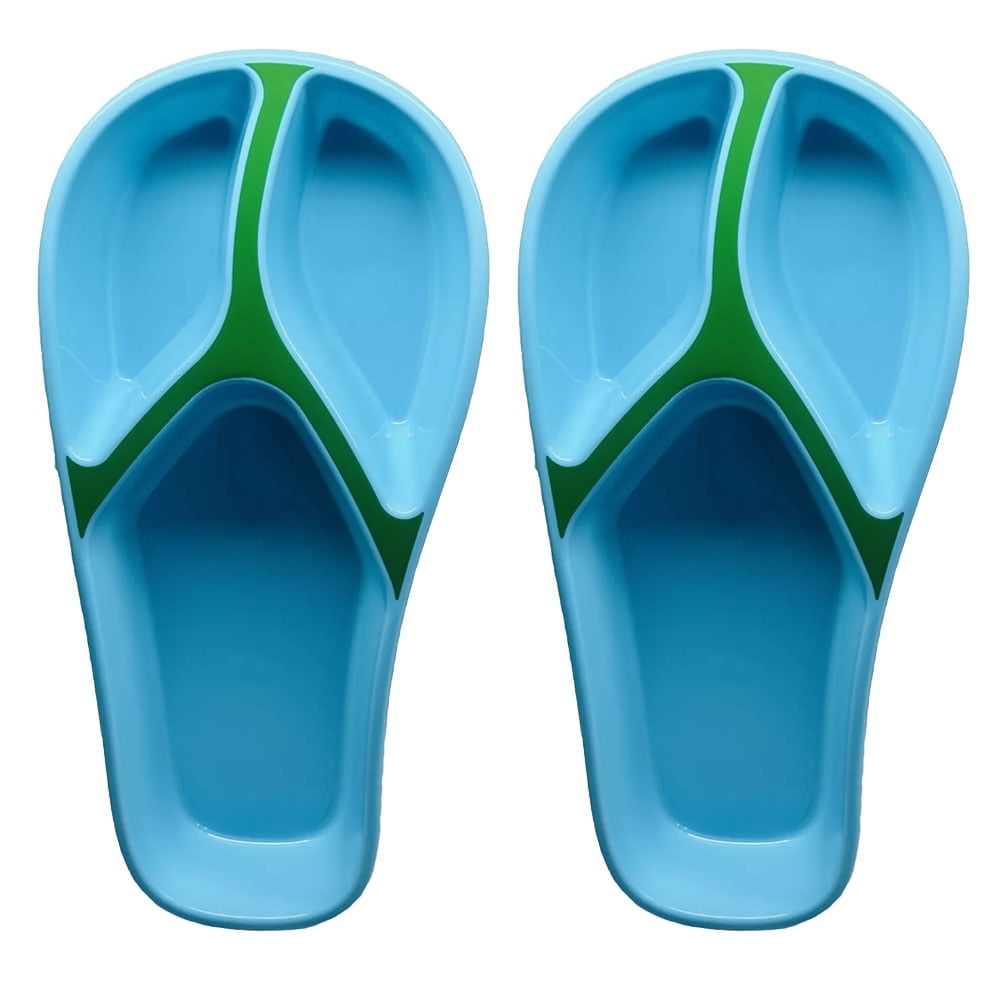 Party Serving Trays Tiered - Platter Flip Flop Shaped - Blue Plastic 13 ...