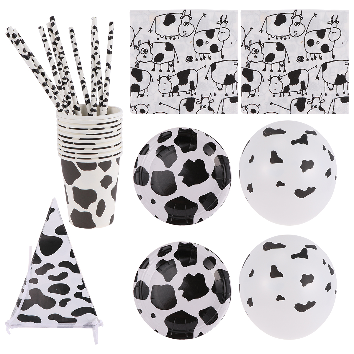 Party Set Paper Disposable Supplies Tableware Dinnerware Cow Shower ...