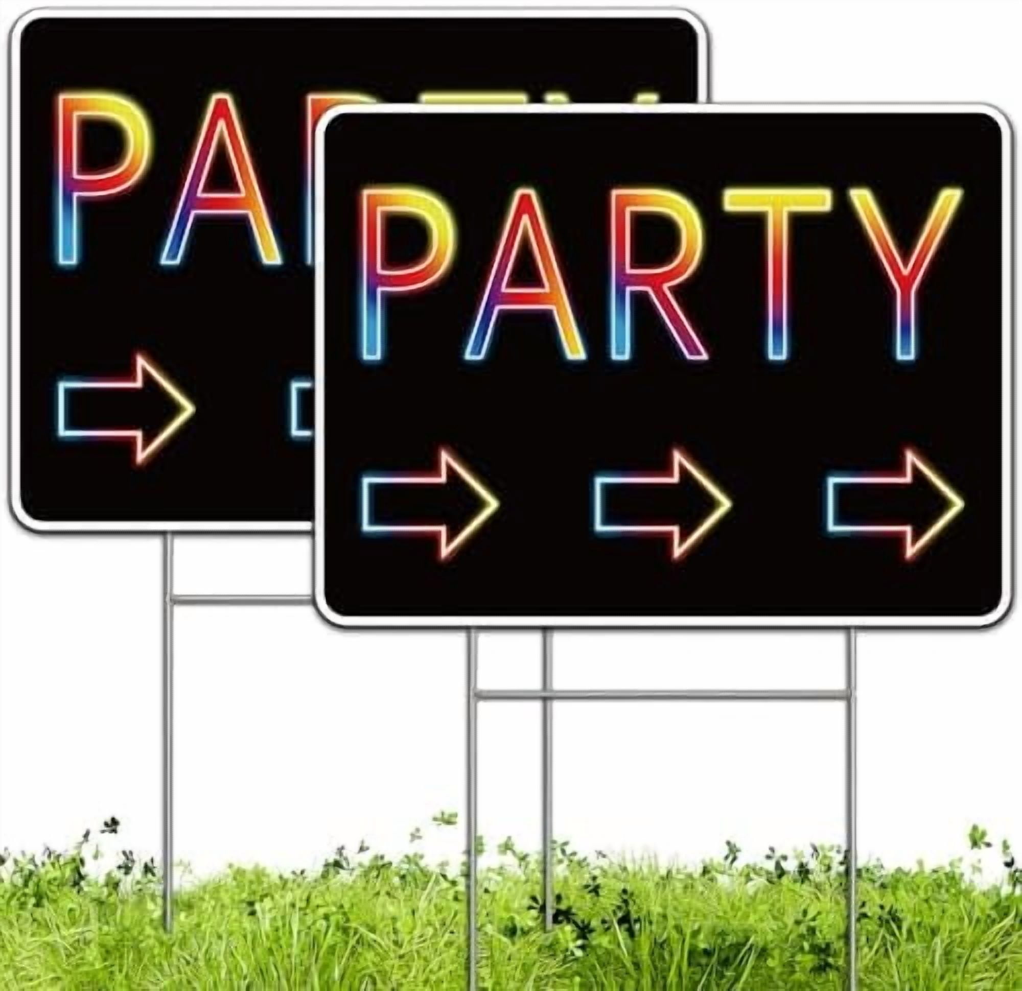 Party Signs, Birthday Party This Way Sign with Arrow for Yard, 2 Pack ...