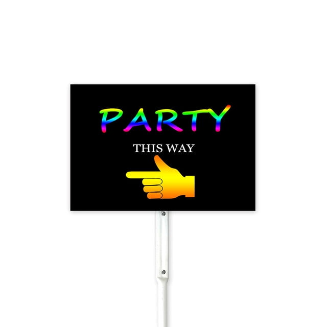 Party Signs with Stakes, Birthday Party This Way Sign With Arrow for ...