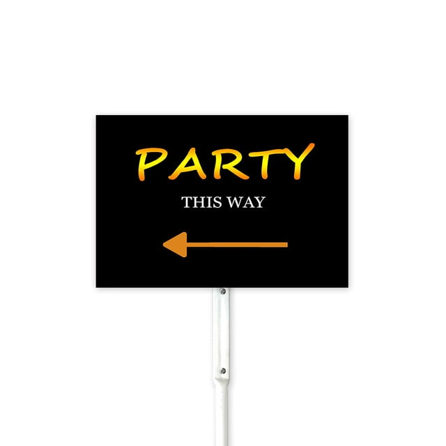 Party Signs with Stakes, Birthday Party This Way Sign With Arrow for ...