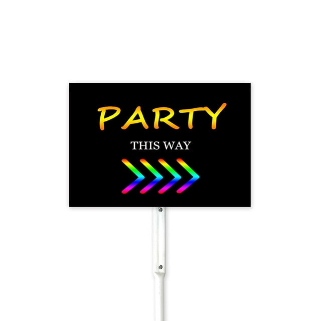 Party Signs with Stakes, Birthday Party This Way Sign With Arrow for ...