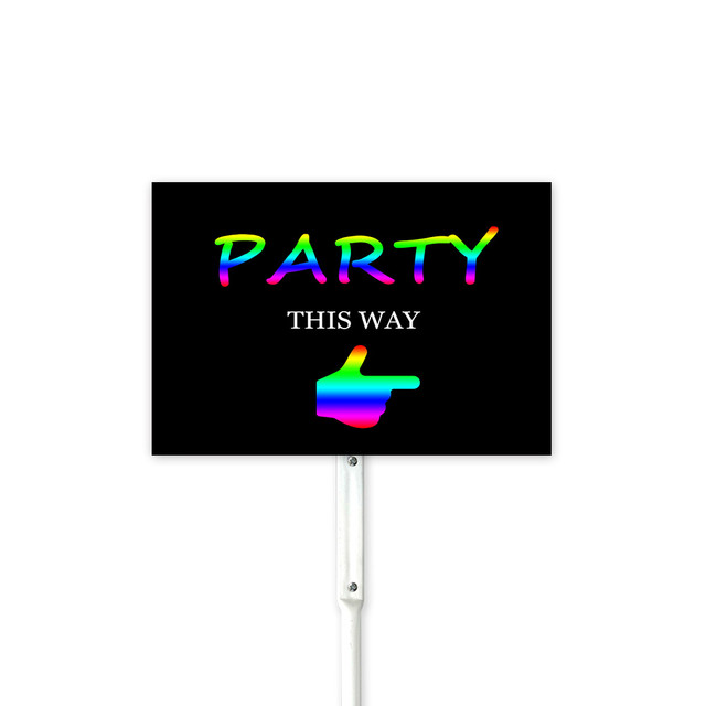 Party Signs with Stakes, Birthday Party This Way Sign With Arrow for ...