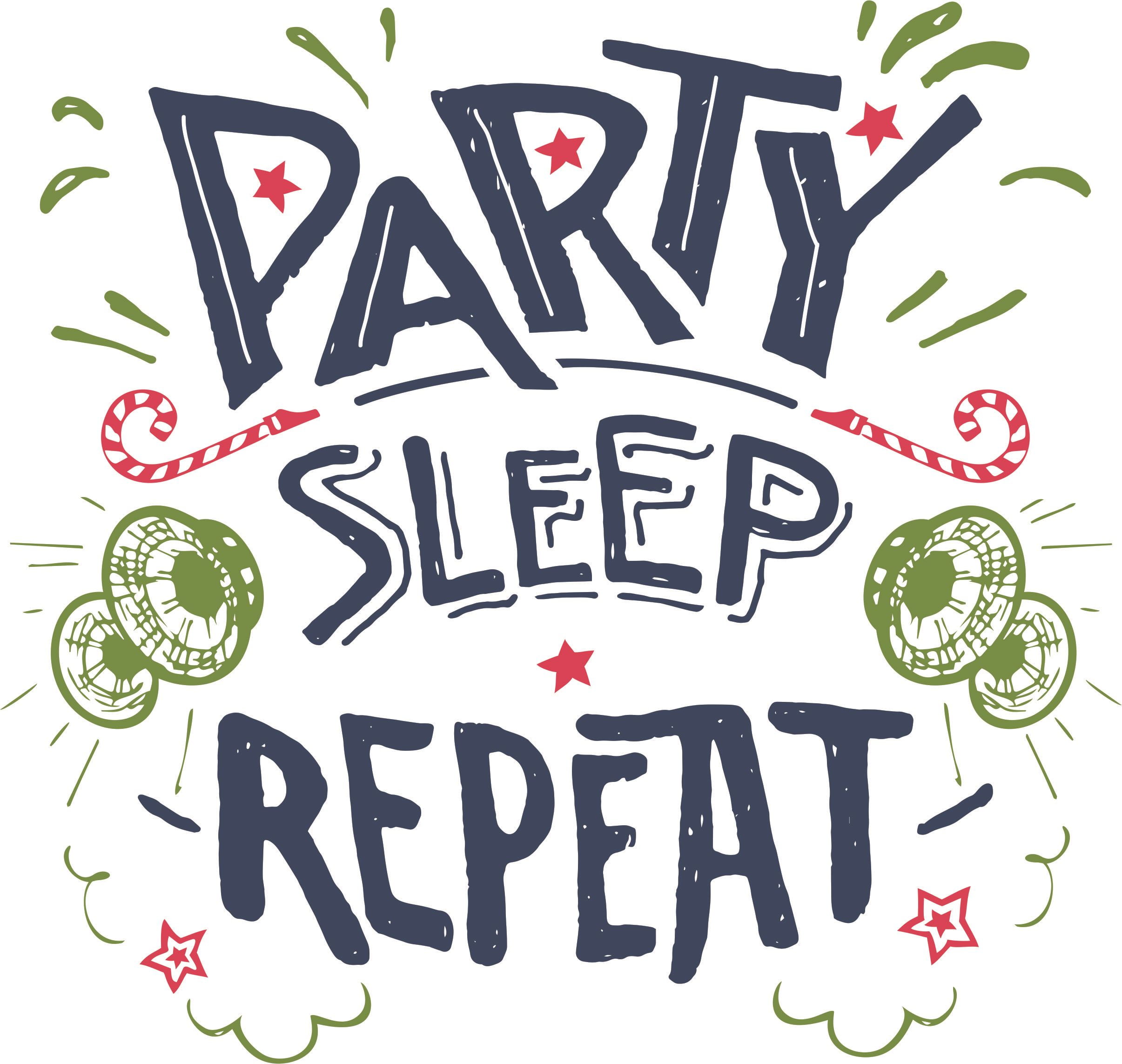 Party Sleep Repeat Quotes Text Lettering Parties Wall Sticker Art ...