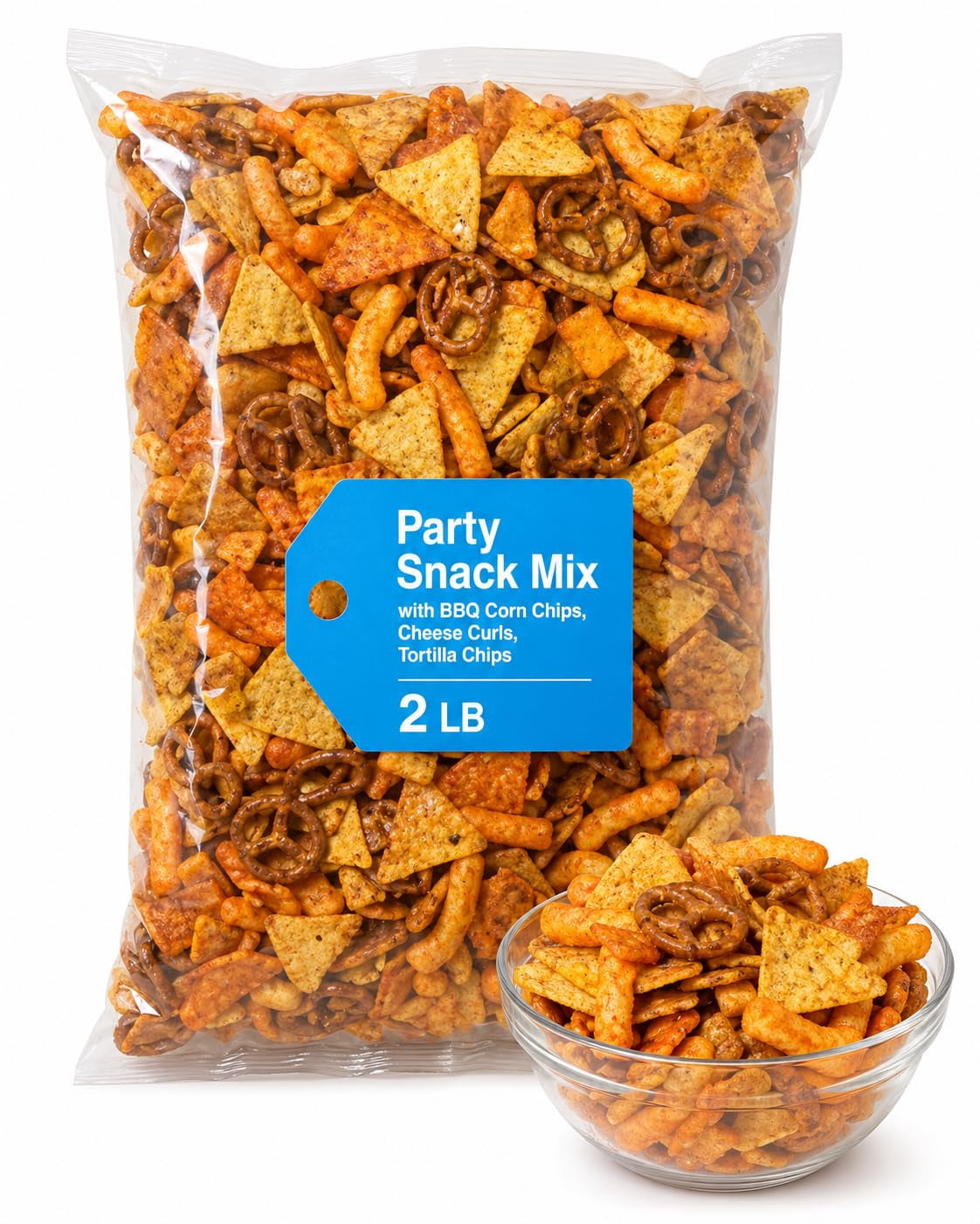 Party Snack Mix with BBQ Corn Chips, Cheese Curls, Tortilla Chips, 2 lb ...