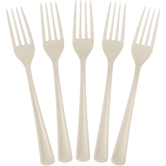 Party Solids Ivory Plastic Forks 100 Pieces Ivory Forks Disposable ...