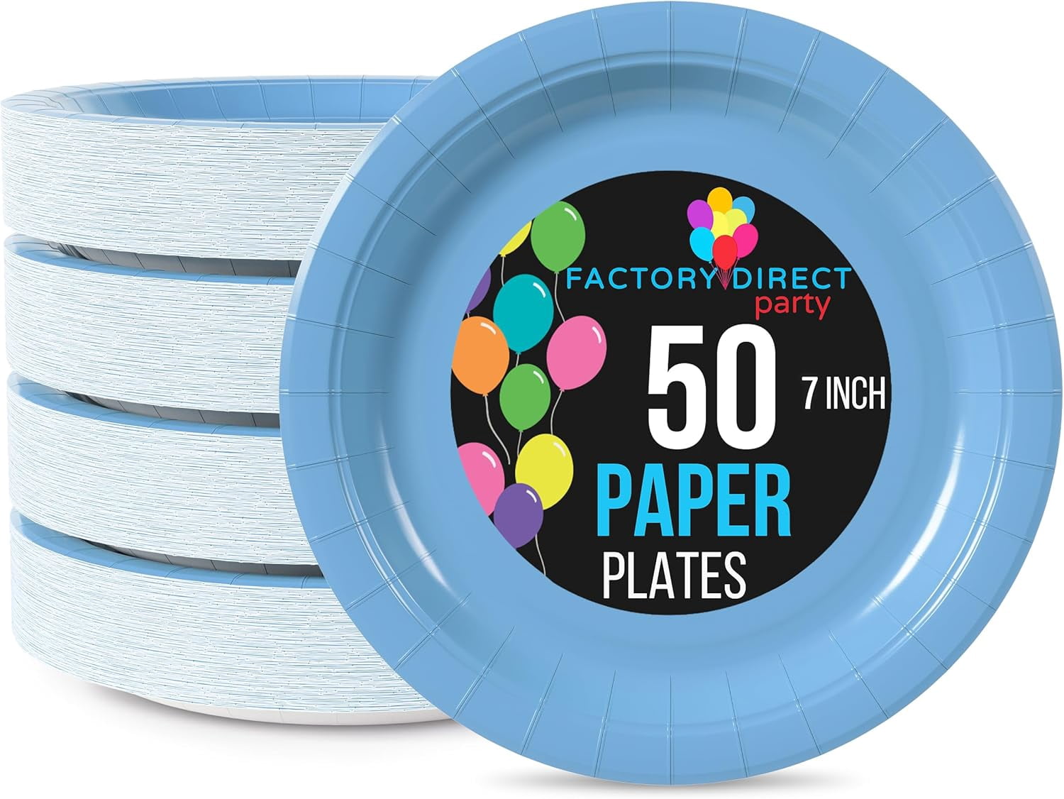 Party Solids Light Blue Paper Plates Disposable Heavy Duty 7 Inch Light ...
