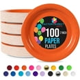 Party Solids Orange Paper Plates Disposable Heavy Duty 7 Inch Orange ...