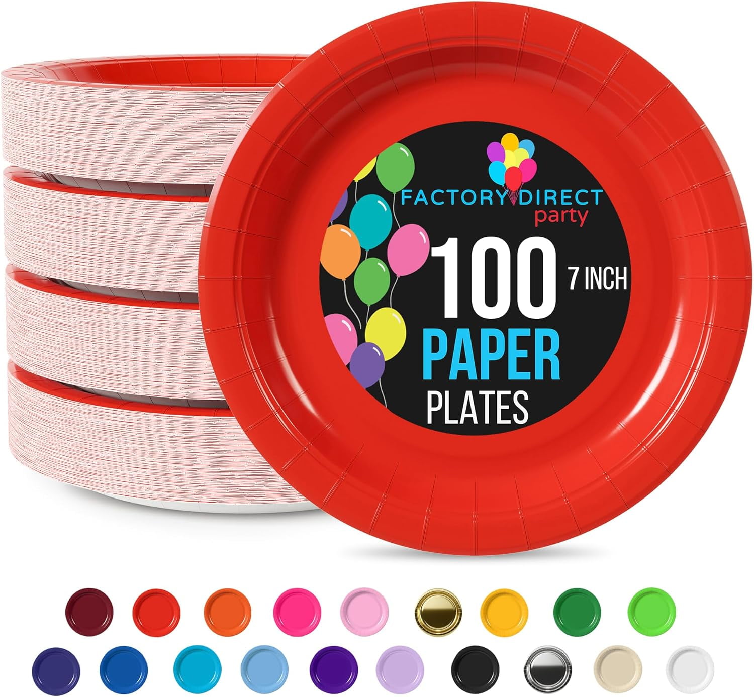 Party Solids Red Paper Plates Disposable Heavy Duty 7 Inch Red ...