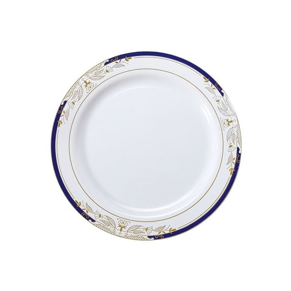 Party Source 10.25" Plastic Disposable Dinner Plates - Gold & Blue ...