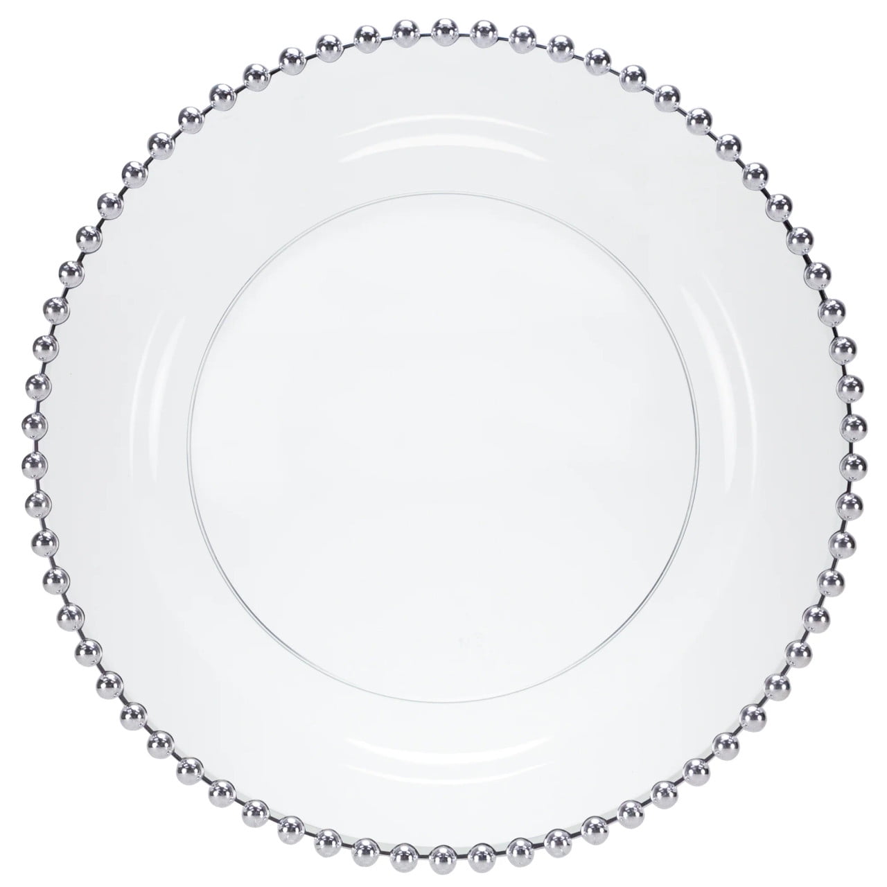 Party Source 10" Clear w/ Silver Beaded Dinner Wedding Plastic Plates ...