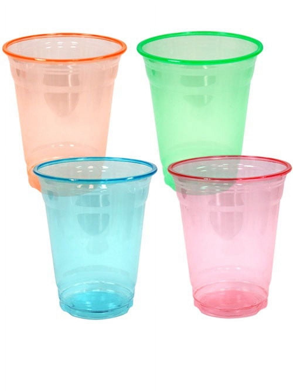Party Source Assorted Neon Colors Disposable Plastic 12oz Pet Cups 40 ...