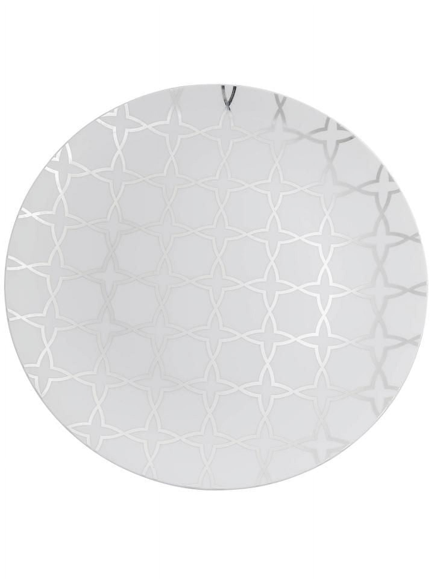 Party Source Geo Design 10.25" White w/ Silver Overlay Plastic Dinner ...