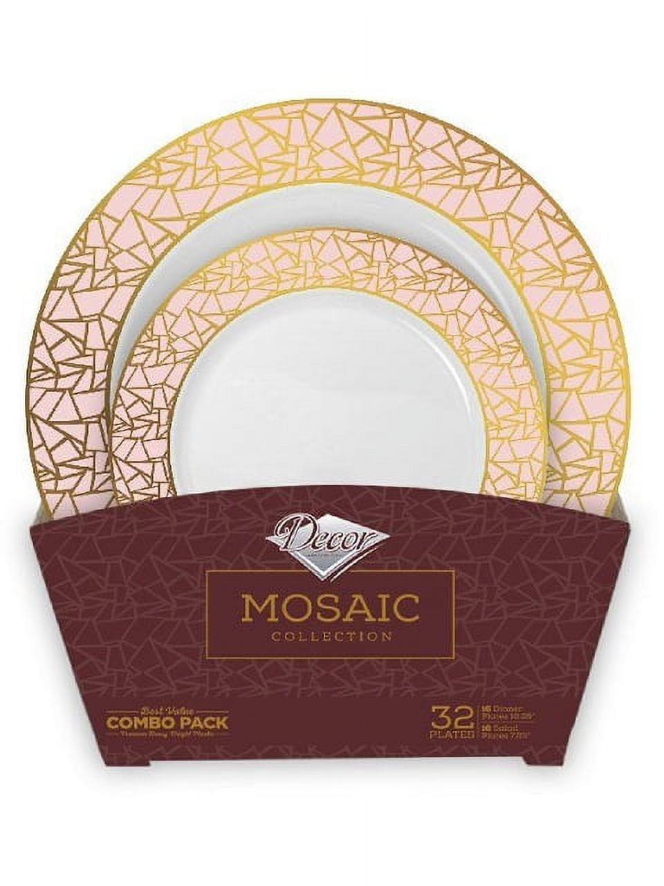 Party Source Mosaic Collection Tableware Set of 32 White Party Plastic ...