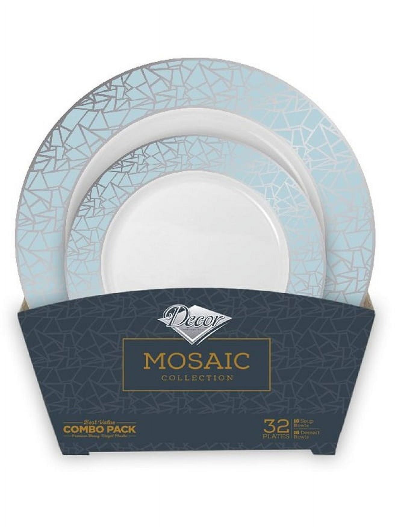 Party Source Mosaic Collection Tableware Set of 32 White Party Plates w ...