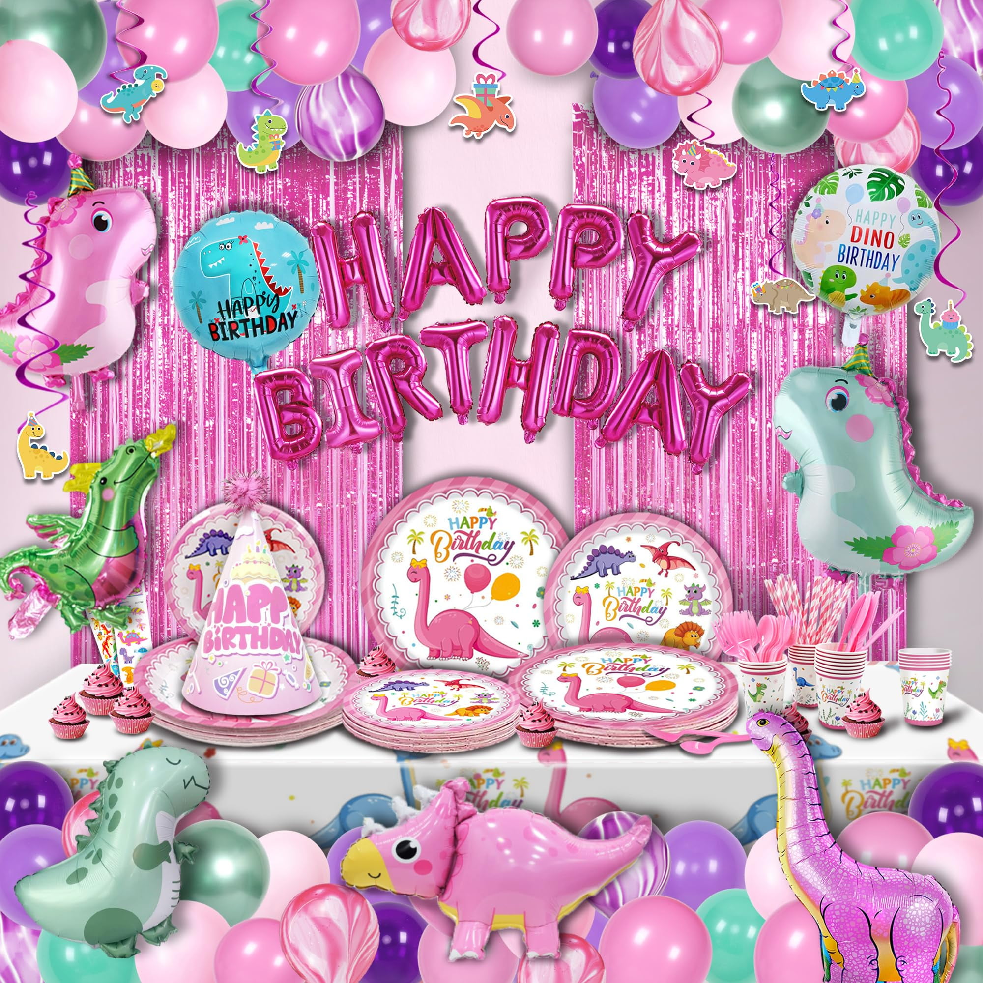 Party Spot! 150 CORNET pcs Dinosaur Birthday Party Supplies Girls ...