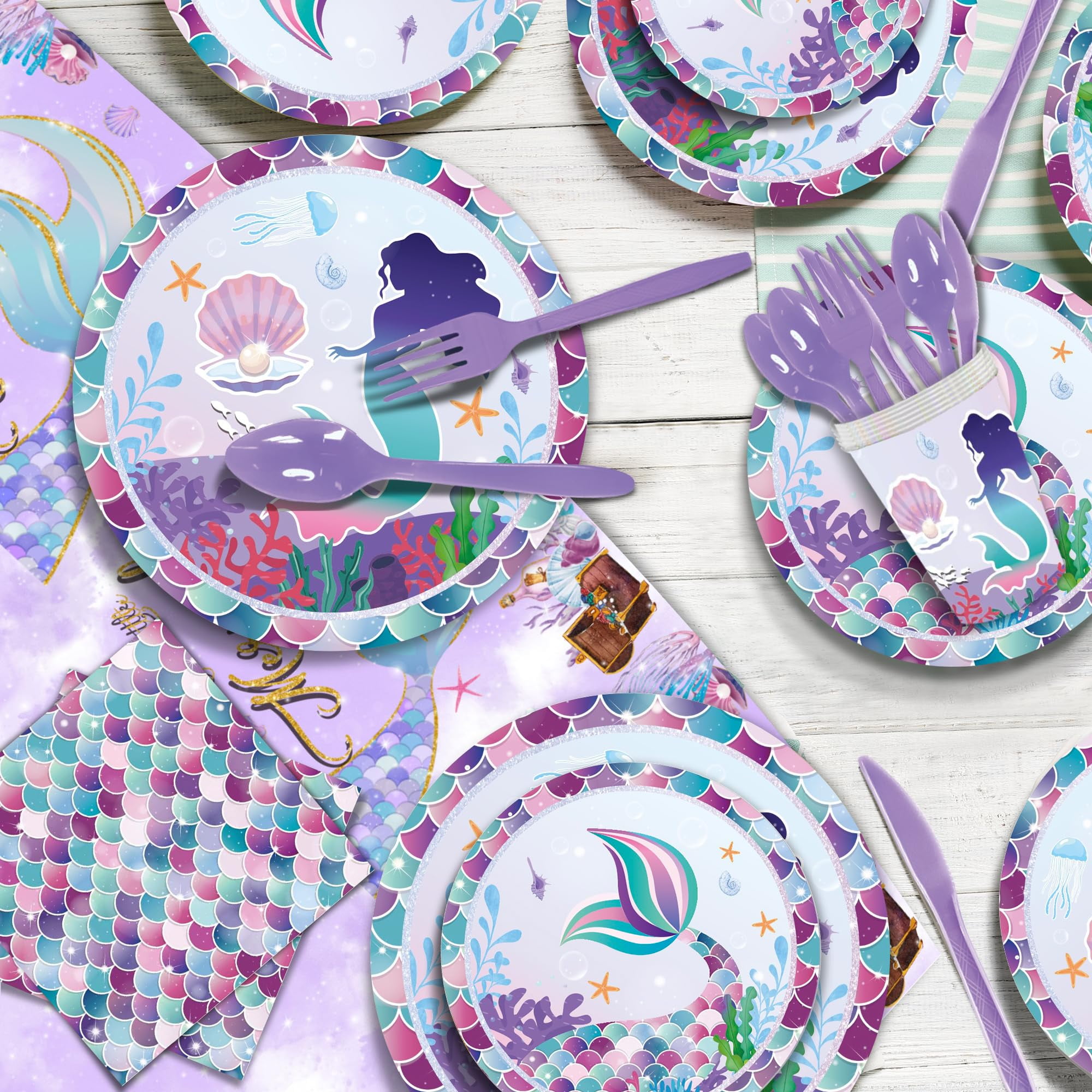 Party Spot! 193 AJH3 pcs Mermaid Birthday Decorations For Girl, Mermaid ...